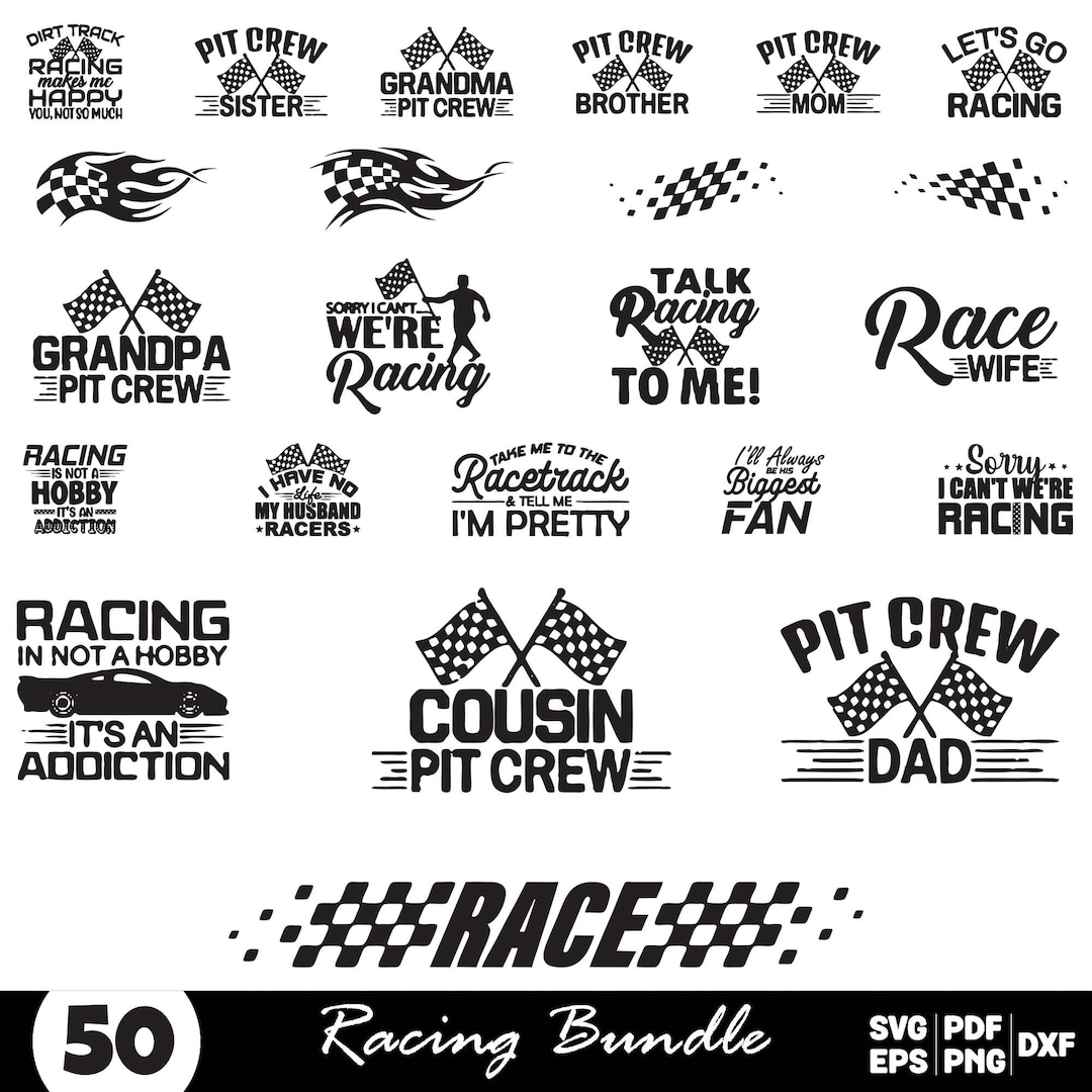 Racing Svg Bundle, Checkered Flag Clipart for Cricut, Racing Silhouette ...