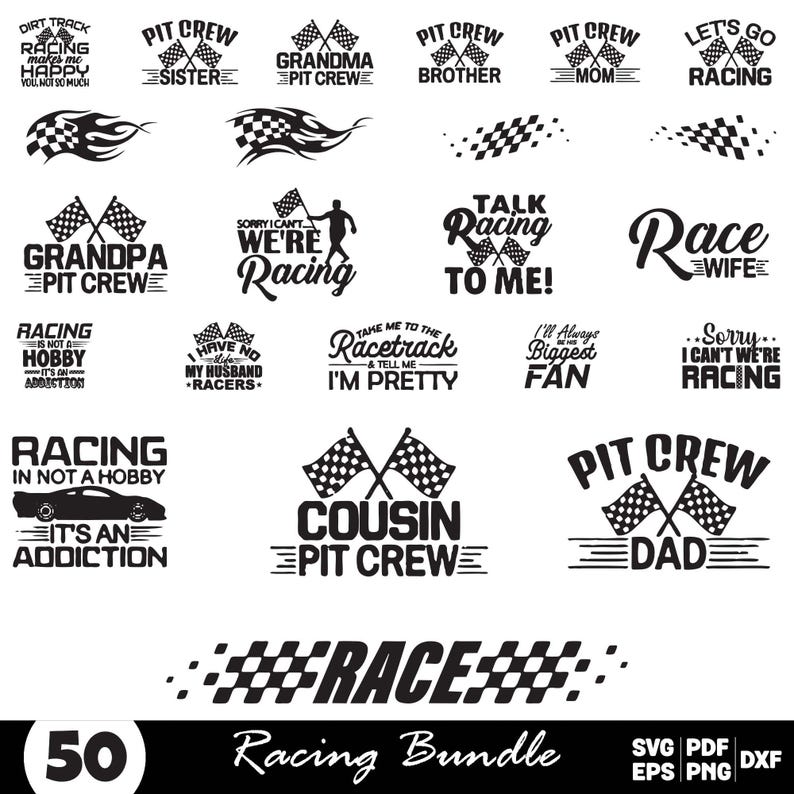 Racing Svg Bundle, Checkered Flag Clipart for Cricut, Racing Silhouette ...
