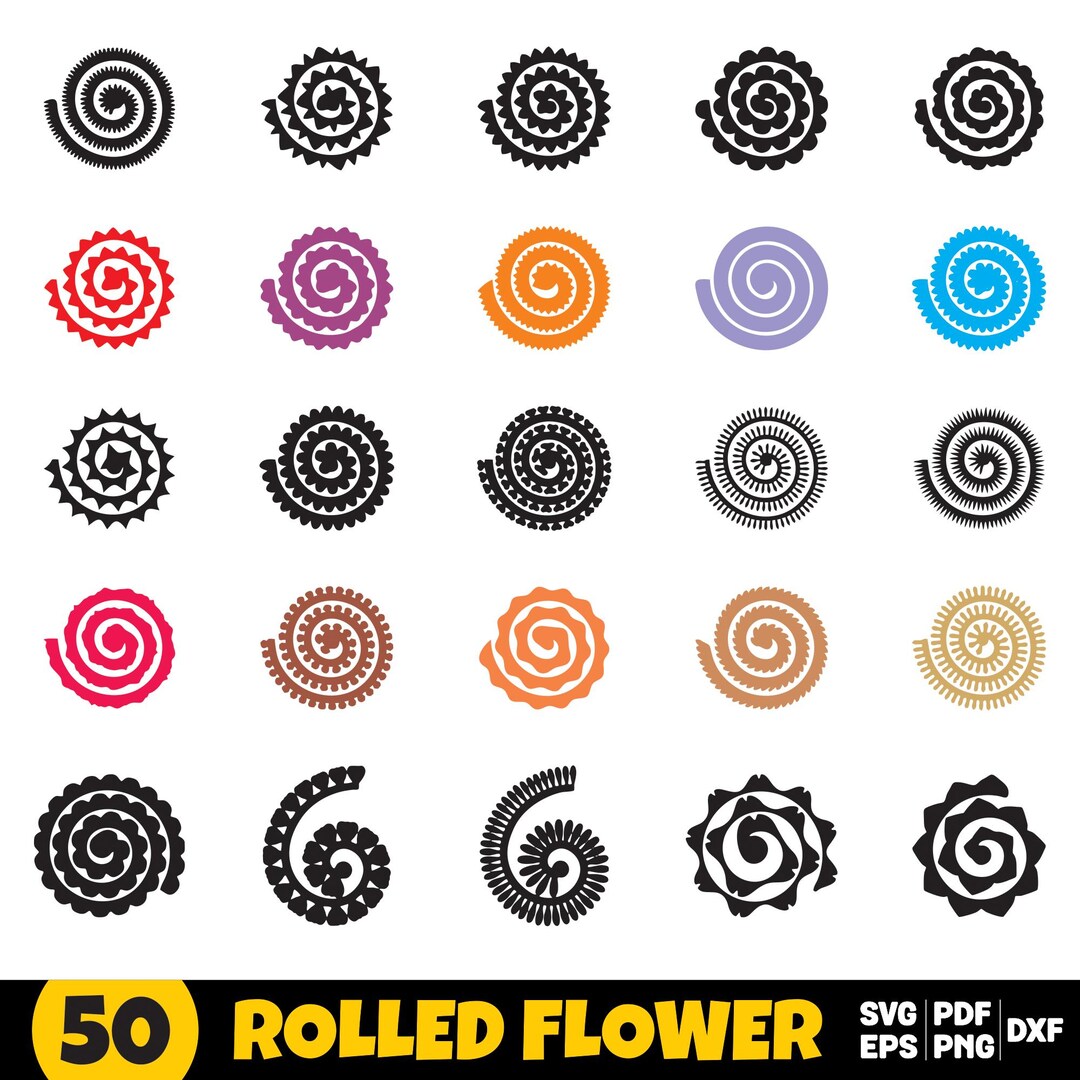 Rolled Flower Svg Bundle, Rolled Flower Clipart for Cricut, Rolled ...