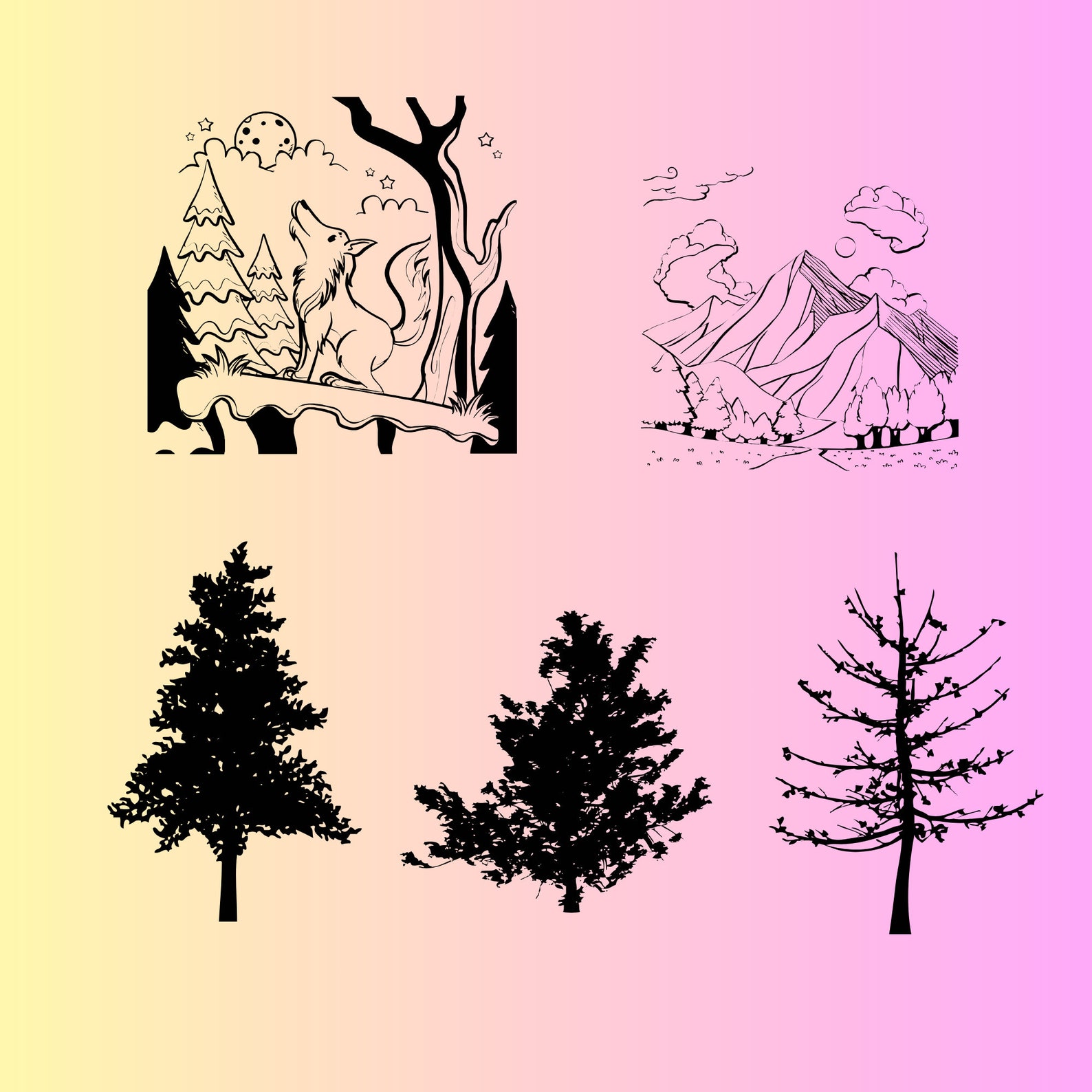 Mountains Svg Bundle, Mountain Clipart for Cricut, Geomatric Mountains ...