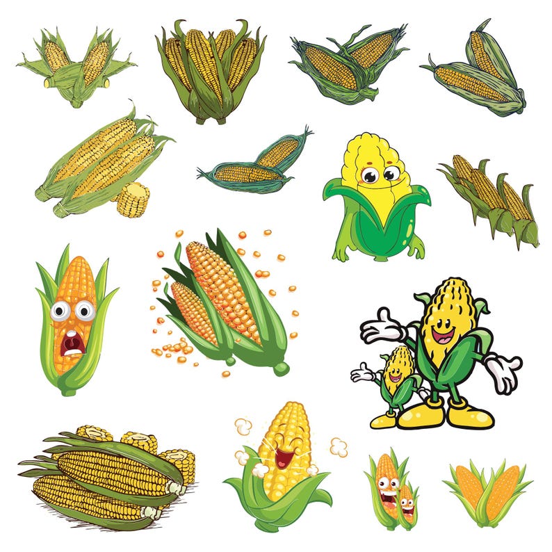 Corn Svg Bundle, Funny Corn Clipart, Corn Farmer Vector, Corn Stalk ...