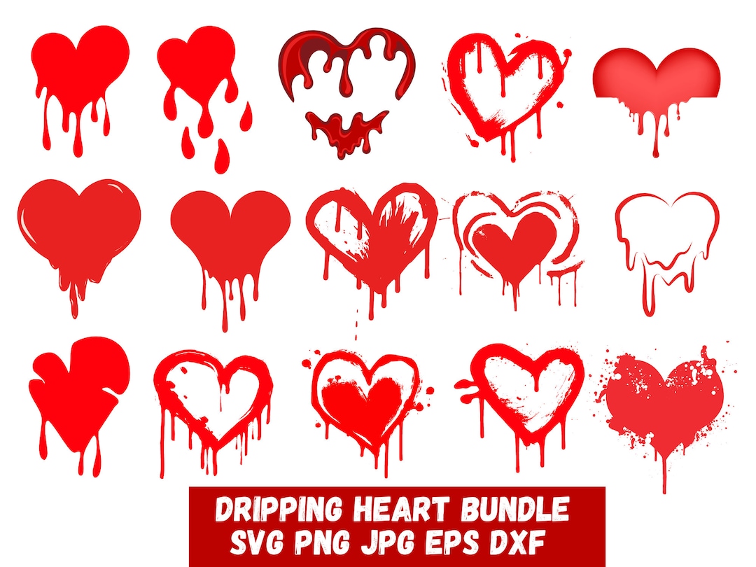 Dripping Heart Svg, Valentines Day Svg, Hearts Svg, Melting Heart Cut ...
