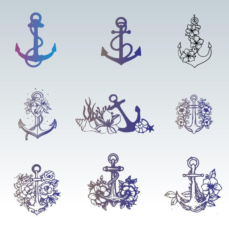 Anchor Svg Bundle, Anchor Clipart for Cricut, Split Anchor Rope ...
