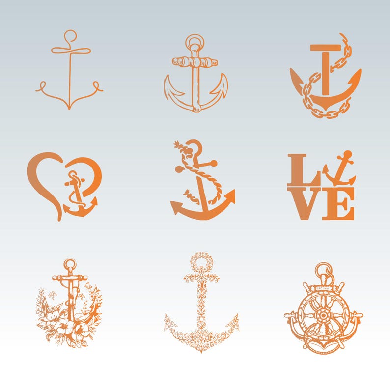 Anchor Svg Bundle, Anchor Clipart for Cricut, Split Anchor Rope ...