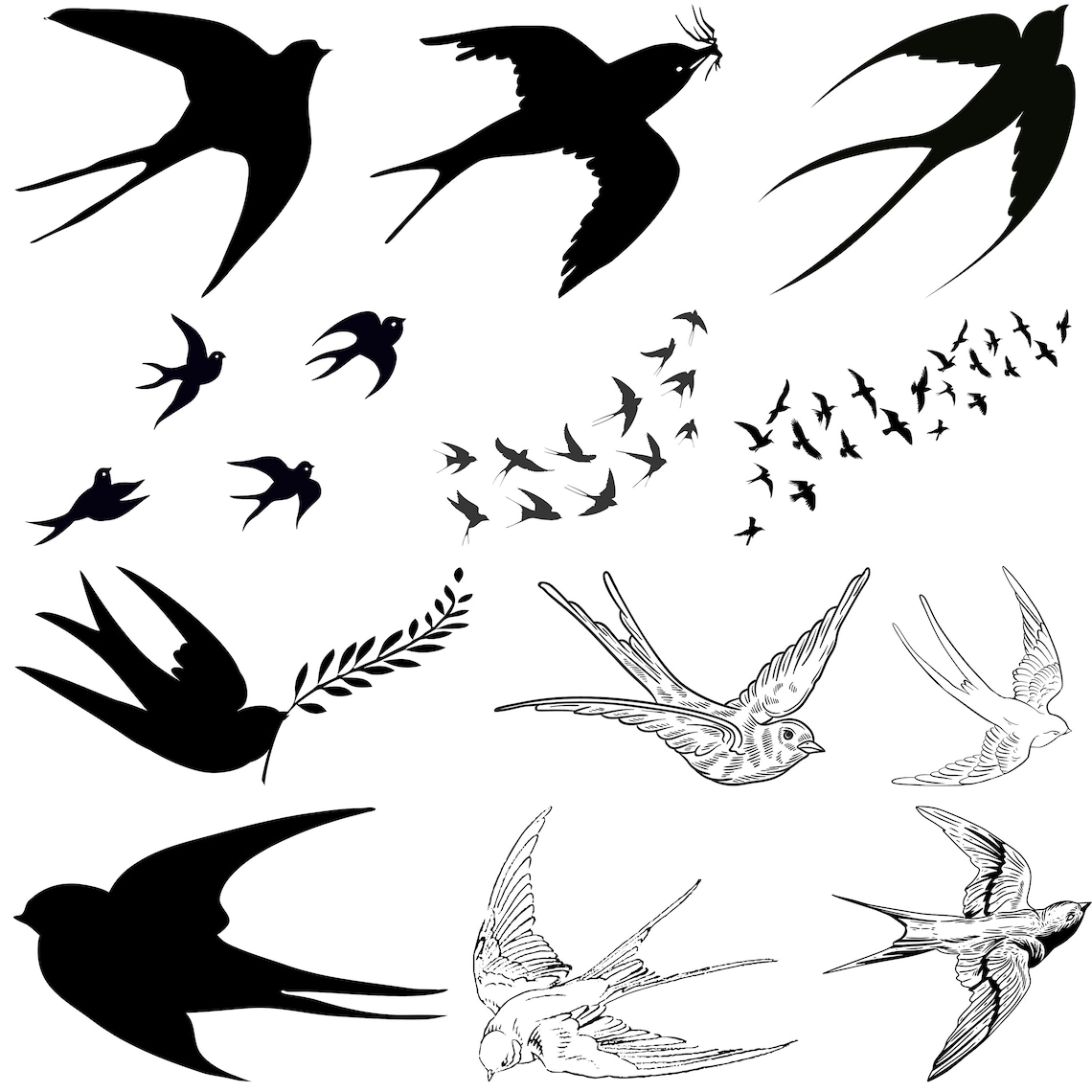 Swallow SVG Bundle, Swallow Vector, Swallow Cut Files, Swallows Svg ...