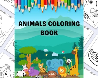 Silly Animals, Vintage Coloring Book, Printable Coloring Book, Whitman ...