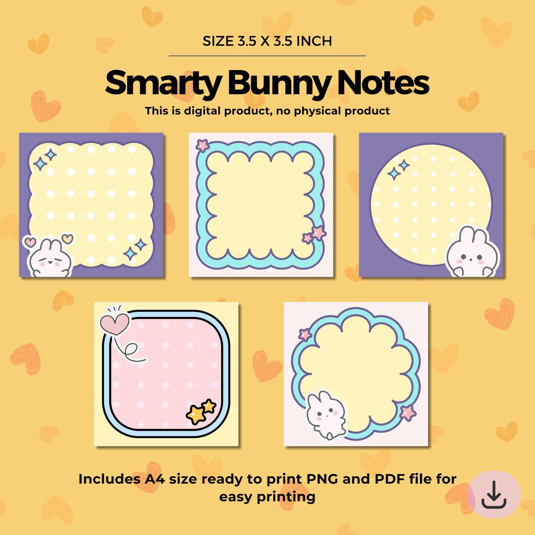 Smarty Bunny Notes 3.5x3.5 Inch (post It Size) - Etsy