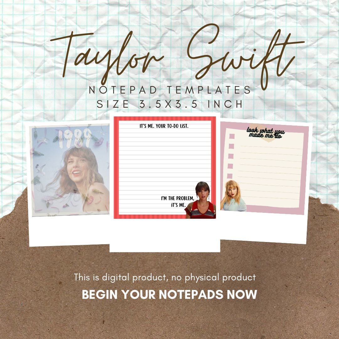 Taylor Swift Notepads - 3.5x3.5 Inch Cute Stationery, Perfect for Fans ...