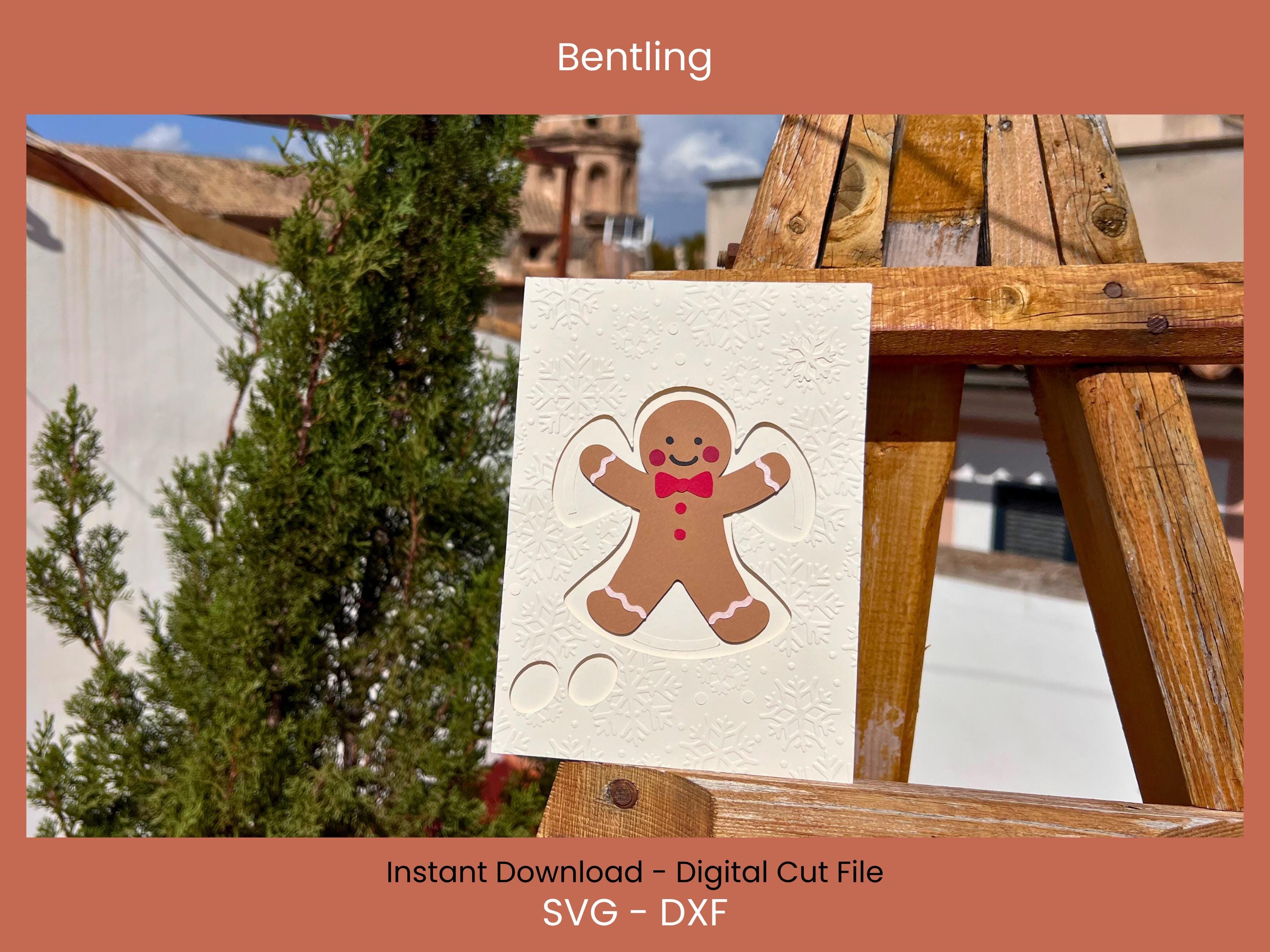 Gingerbread Man Snow Angel Christmas Card SVG DXF: Layered Paper Frame ...