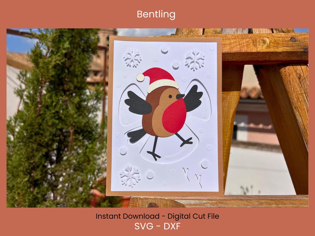 Robin Snow Angel Christmas Greeting Card SVG DXF: Layered Paper Frame ...