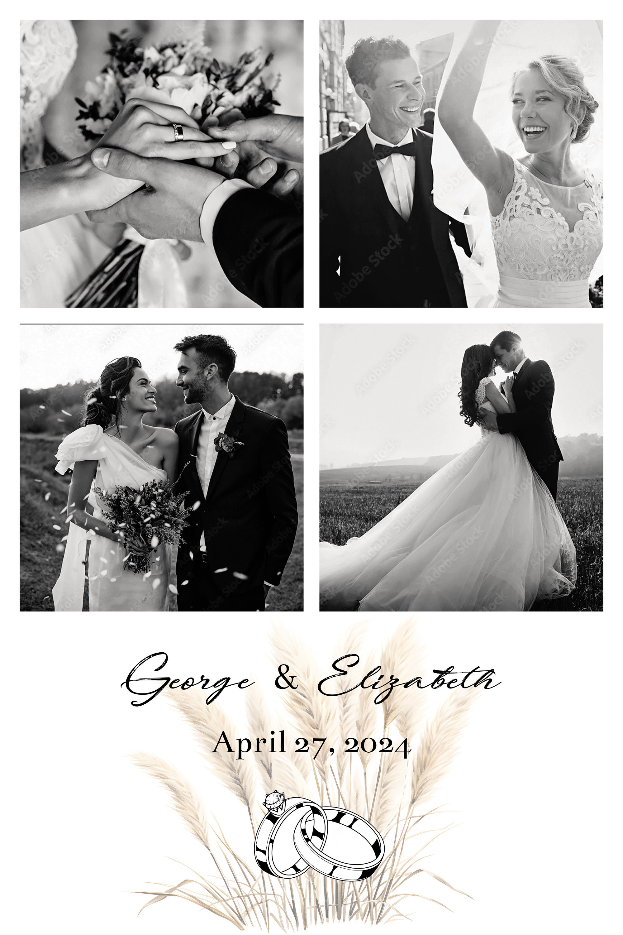 Wedding Collage Template, Black and White, for Photographers. - Etsy