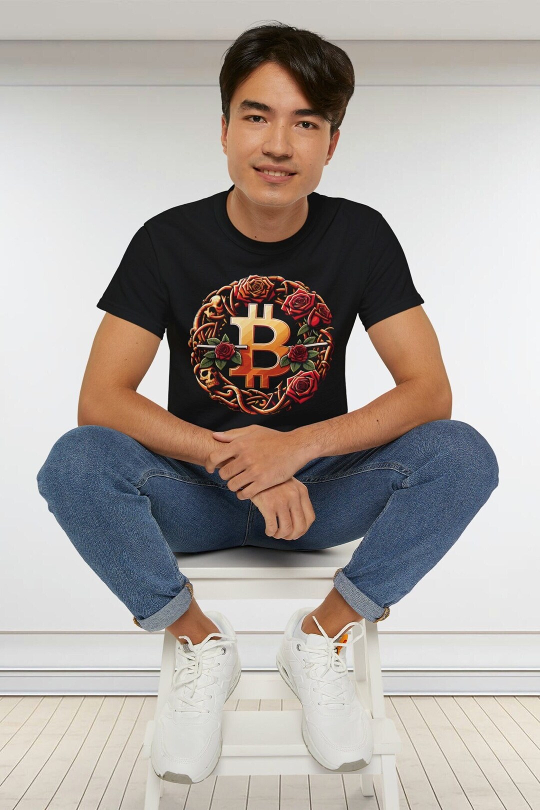 T-shirt Bitcoin Roses and Thorns Black Unisex Crypto Currency Shirt ...