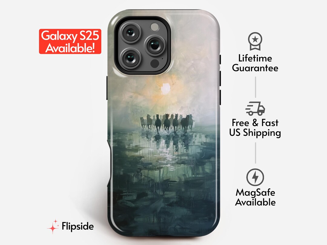 Horse Herd Galloping in Twilight Phone Case | Hand-painted Fine Brush ...