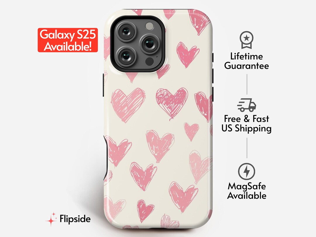 Hand-drawn Love Hearts Phone Case | Hand-drawn Hearts Pattern | for ...
