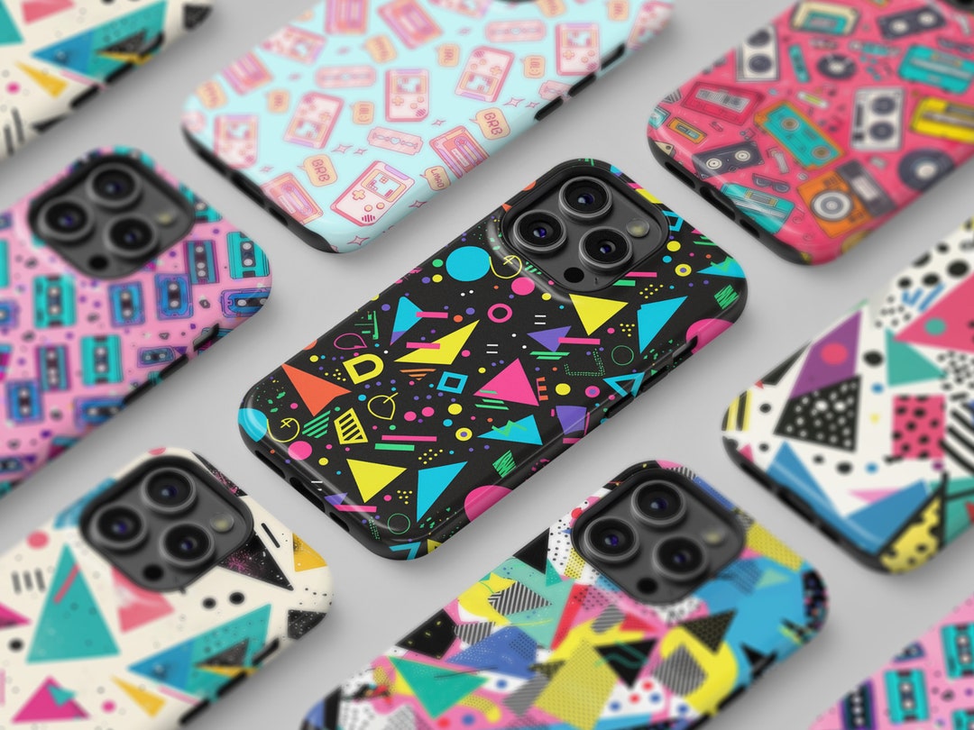 Retro Neon Shapes Phone Case 90s Retro iPhone 13 14 15 Pro, Samsung ...