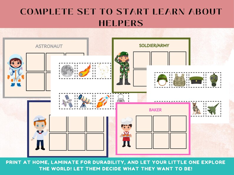 Community Helpers Preschool Activity, Professions Sorting Mats (PDF) - Etsy