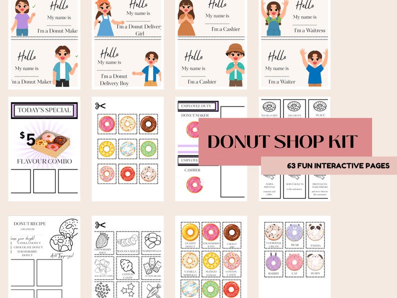 Dramatic Play Printable, Dramatic Play Donut Shop, Pretend Play Kit ...