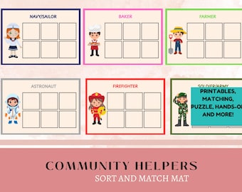 Community Helpers Preschool Sorting Mats, Montessori Printable ...