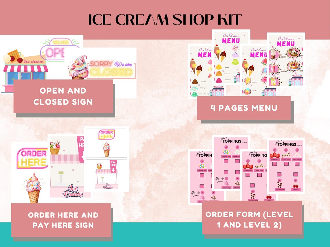 Dramatic Play Printable, Ice Cream Shop Pretend Play Kit, Ice Cream ...