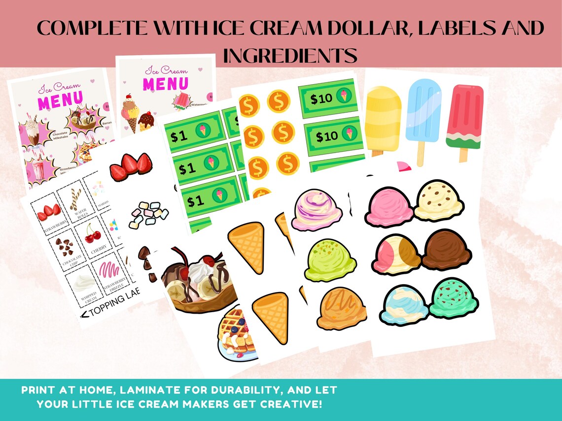 Dramatic Play Printable, Ice Cream Shop Pretend Play Kit, Ice Cream ...