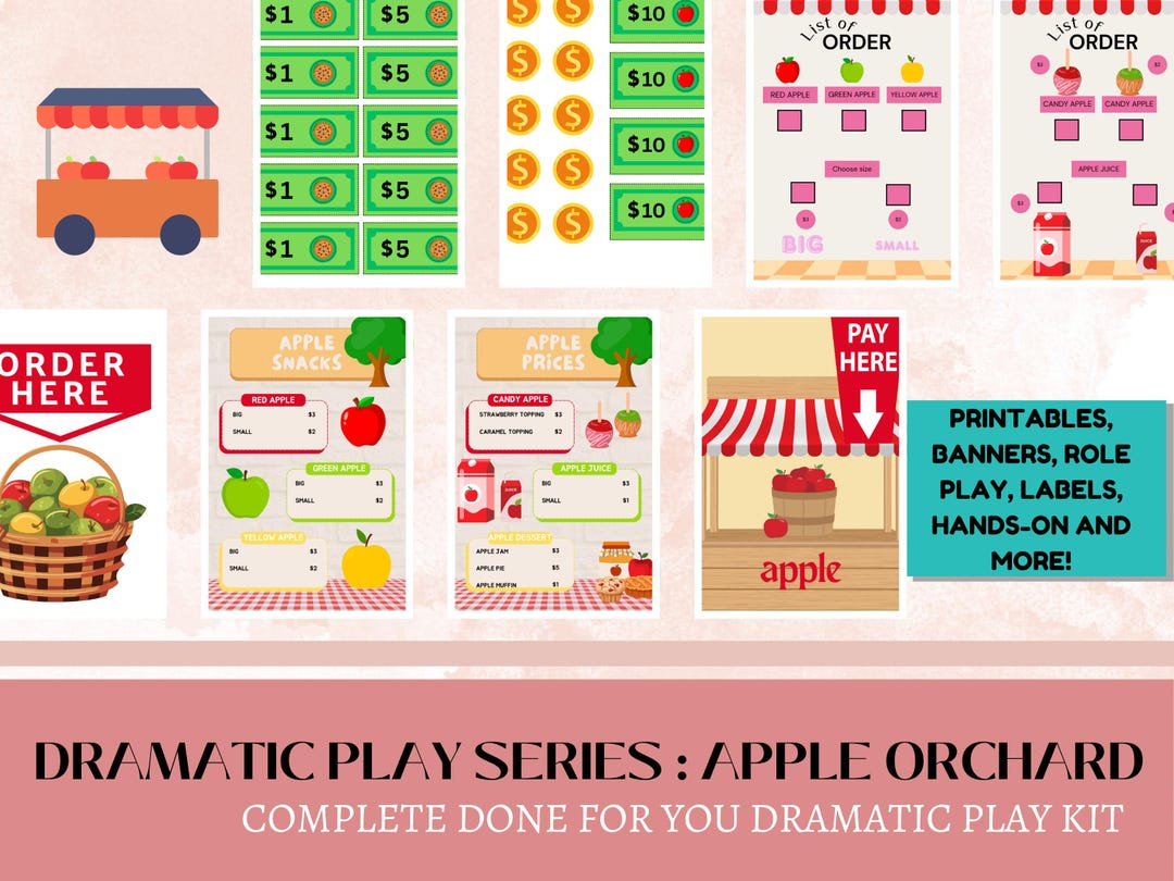 Dramatic Play Printable, Apple Orchard Pretend Play, Pretend Play Kit ...