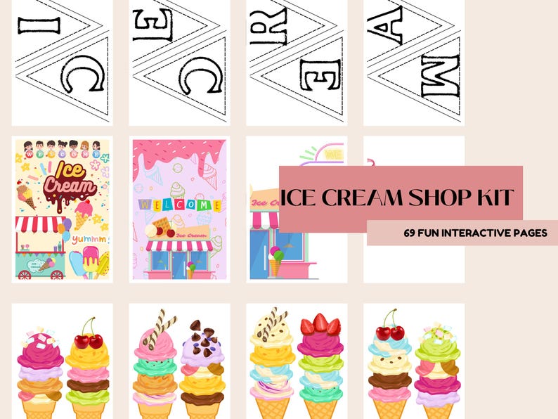 Dramatic Play Printable, Ice Cream Shop Pretend Play Kit, Ice Cream ...