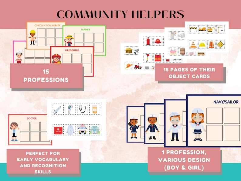 Community Helpers Preschool Activity, Professions Sorting Mats (PDF) - Etsy