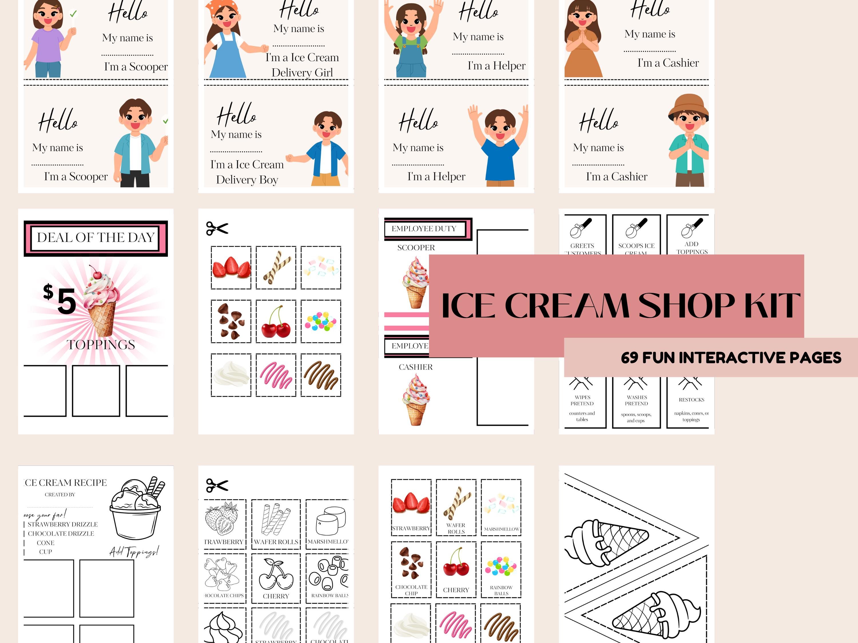 Dramatic Play Printable, Ice Cream Shop Pretend Play Kit, Ice Cream ...