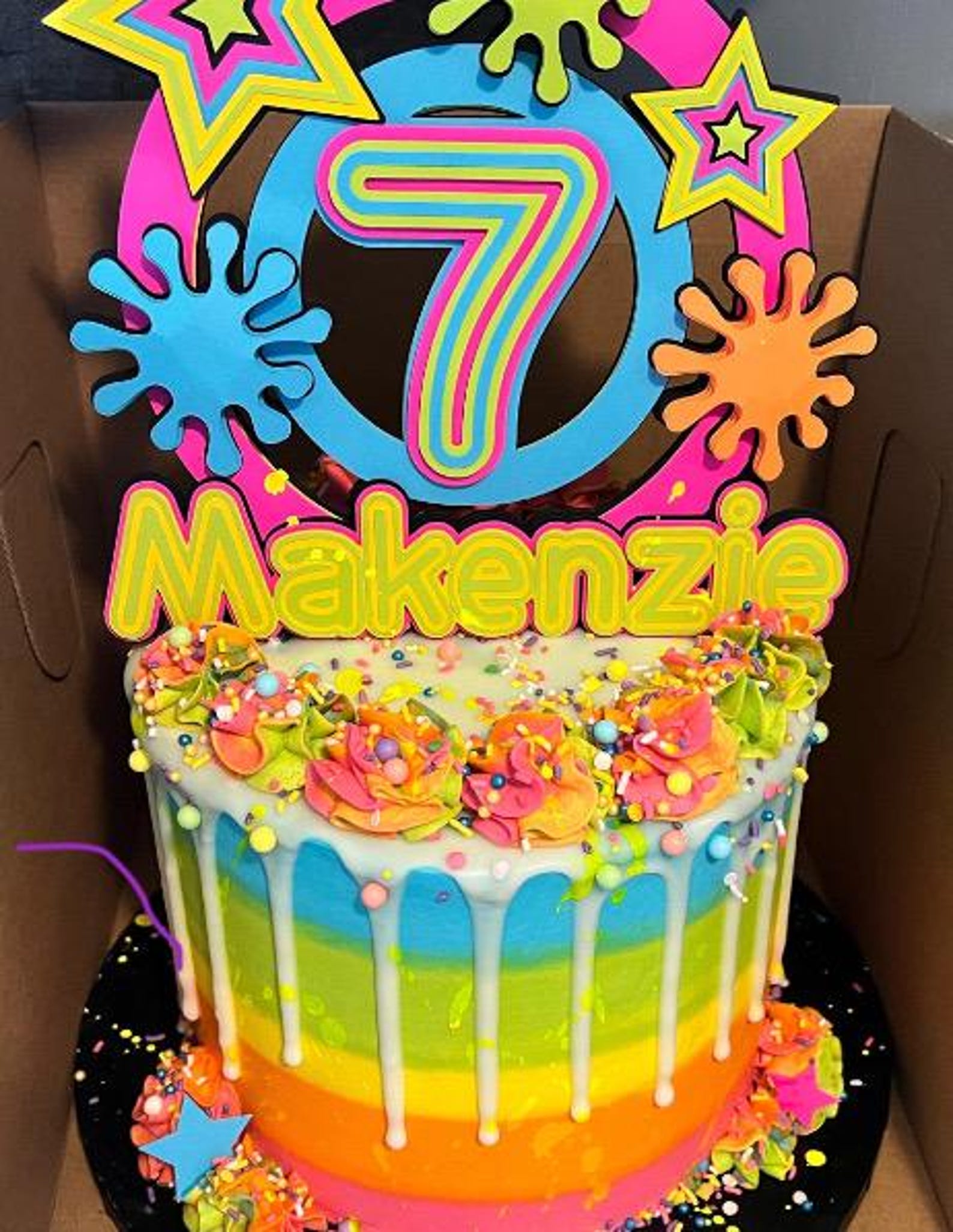 Neon Cake Topper, Black Light Cake Topper, Cake Decor, Neon Party Decor ...