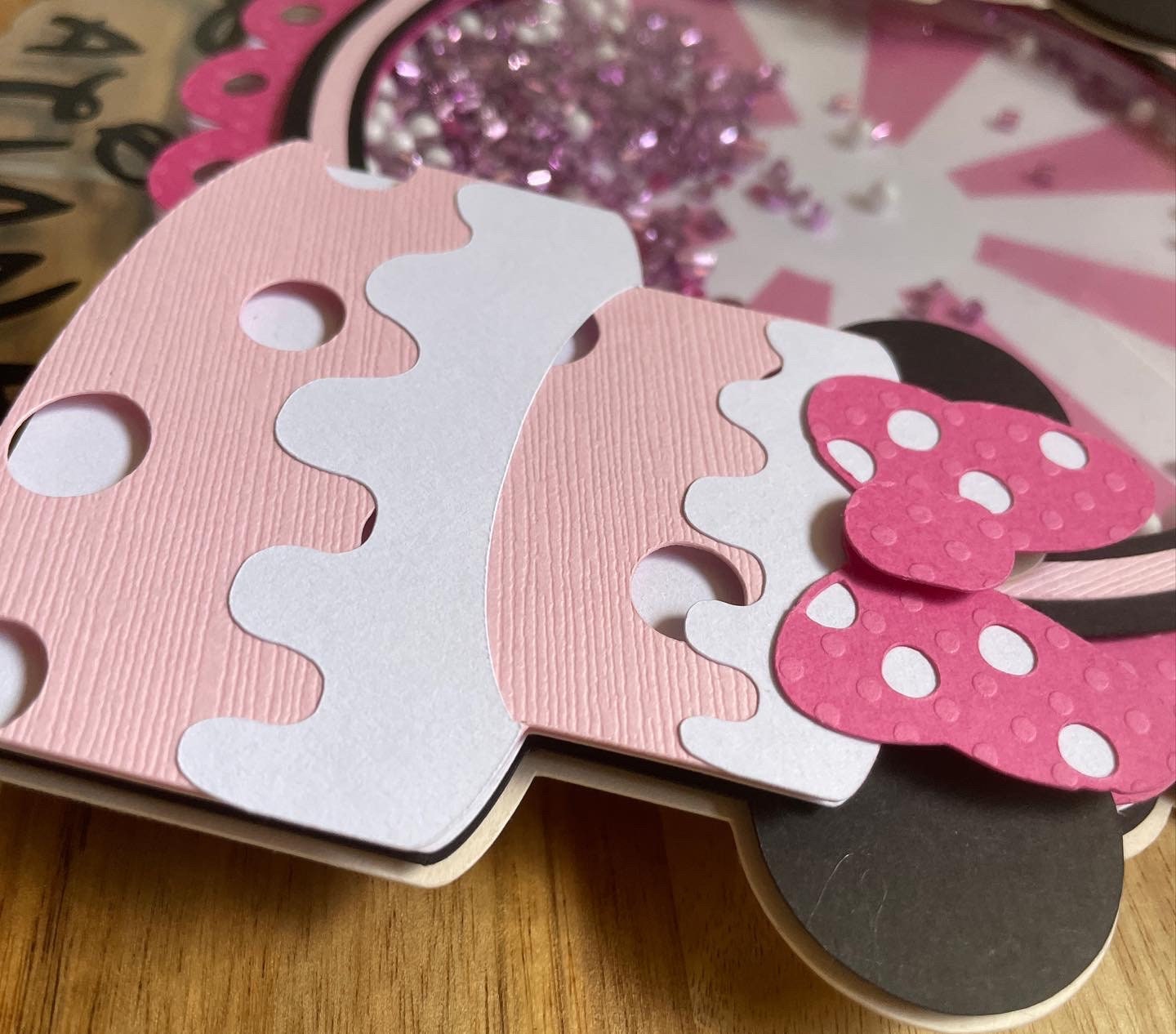 Minnie Inspired Birthday Shaker Cake Topper, Happy Birthday Name Cake ...