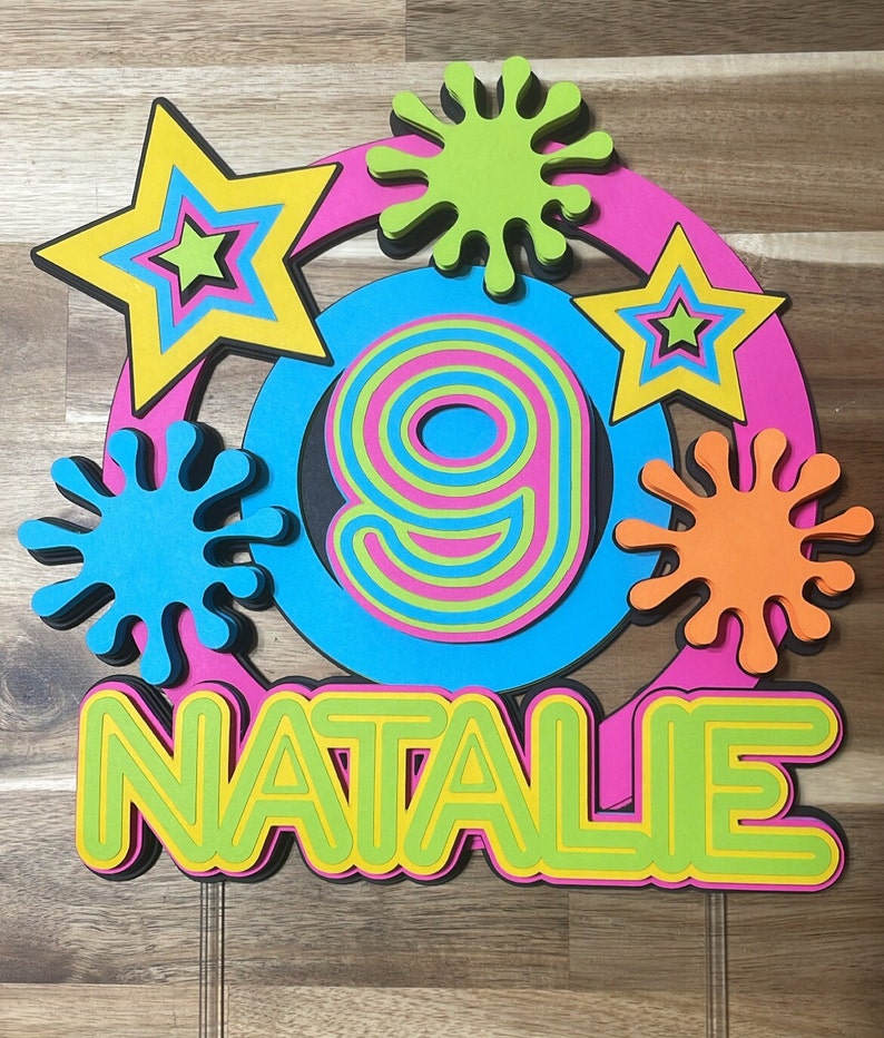 Neon Cake Topper, Black Light Cake Topper, Cake Decor, Neon Party Decor ...