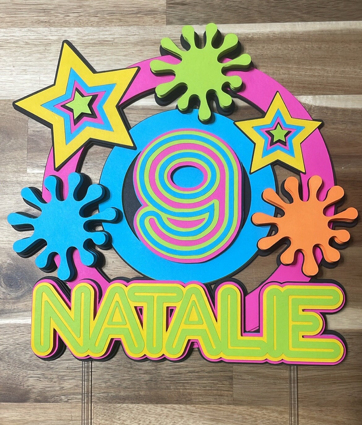 Neon Cake Topper, Black Light Cake Topper, Cake Decor, Neon Party Decor ...