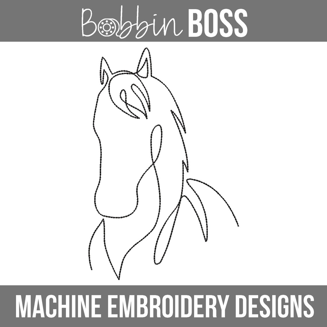 Horse Line Art Machine Embroidery Design Quick Stitch Minimalist in 5 ...