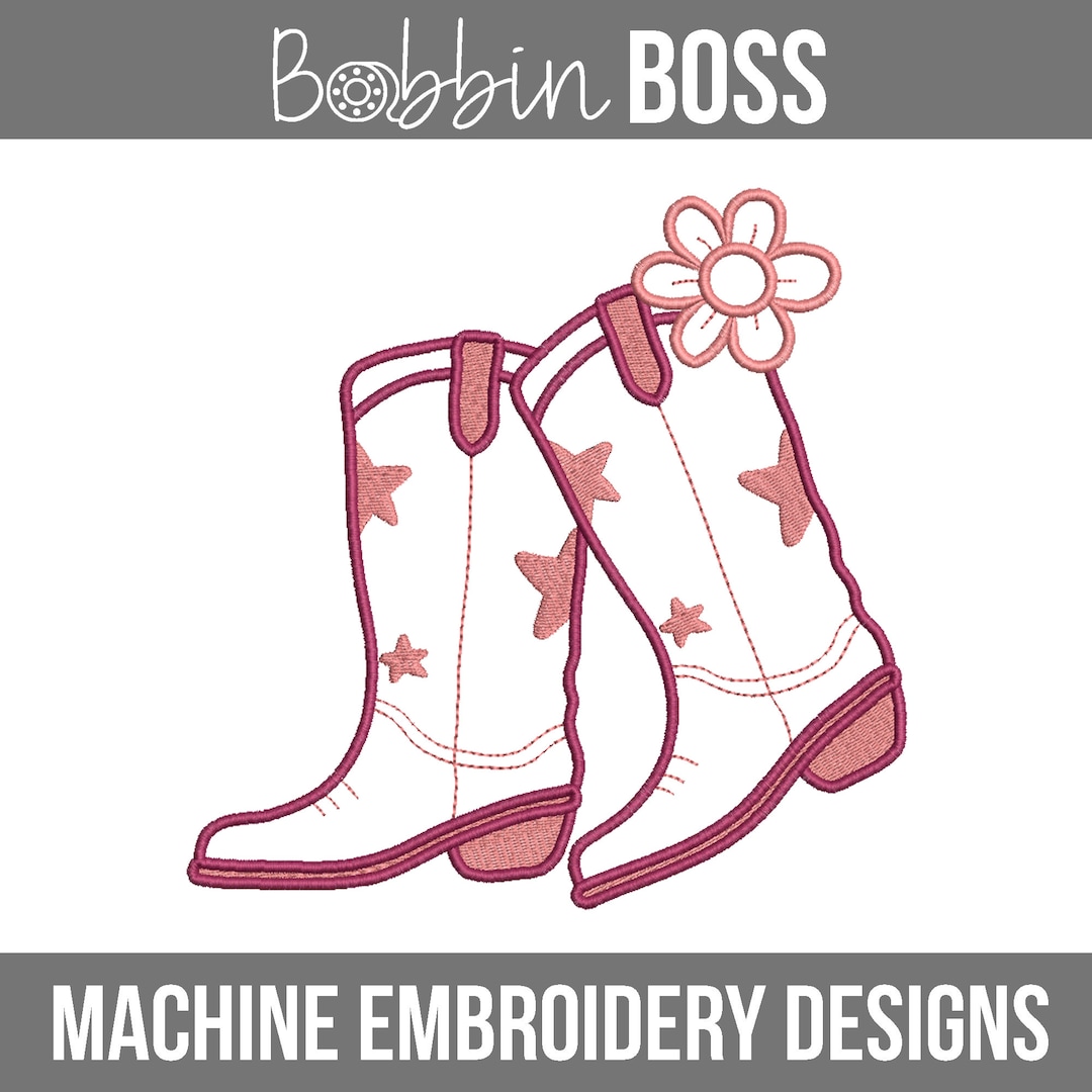 Cowgirl Boots Machine Embroidery Design Disco Western Boots Flower ...