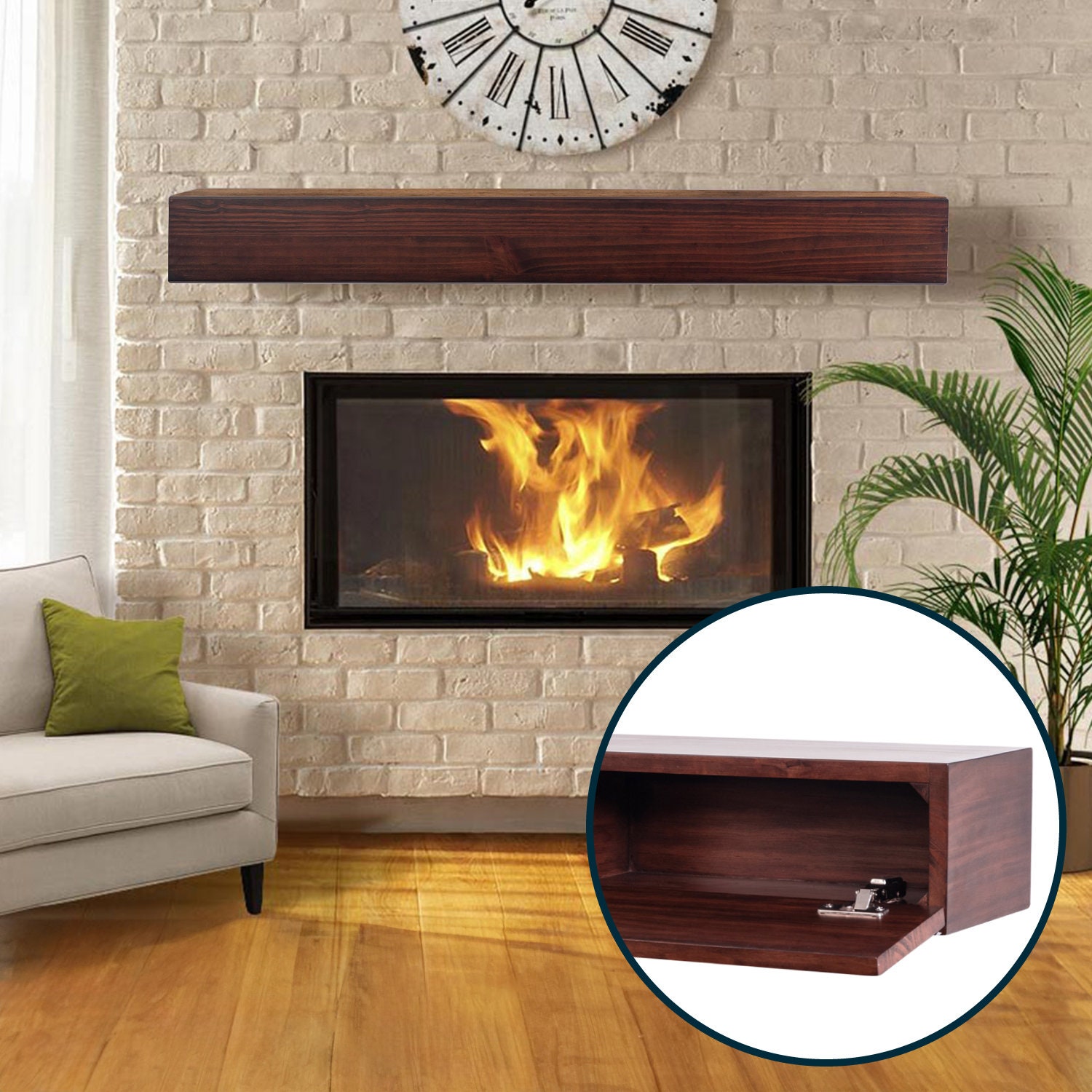 Houston Hidden Storage Mantel Shelf From Mantels Direct - Etsy