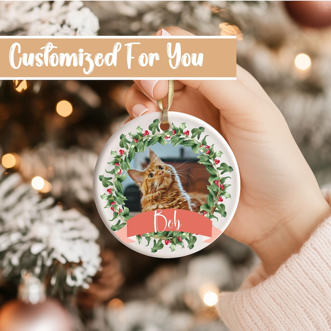 Custom Cat Photo Ornament Personalized Cat Christmas Gift for Cat Moms ...