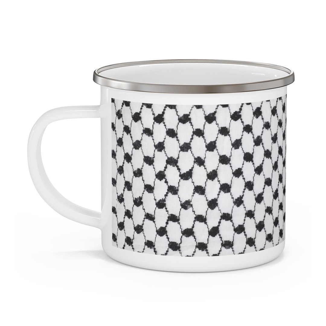 Black and White Kufiyah Keffiyeh Print Enamel Camping Mug - Etsy
