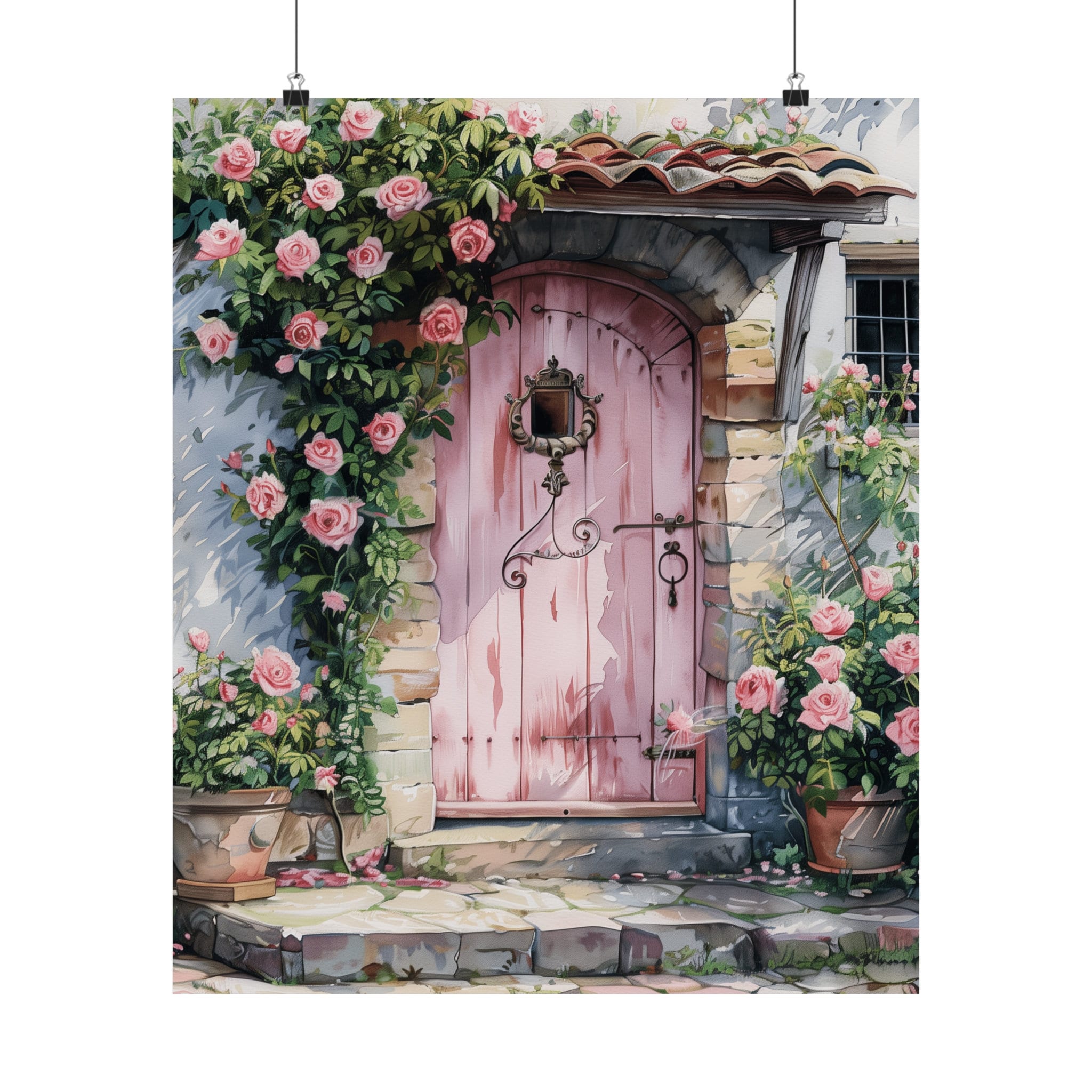 Cottagecore Pink Door Poster English Cottage Door Wall Art Pink Cottage ...