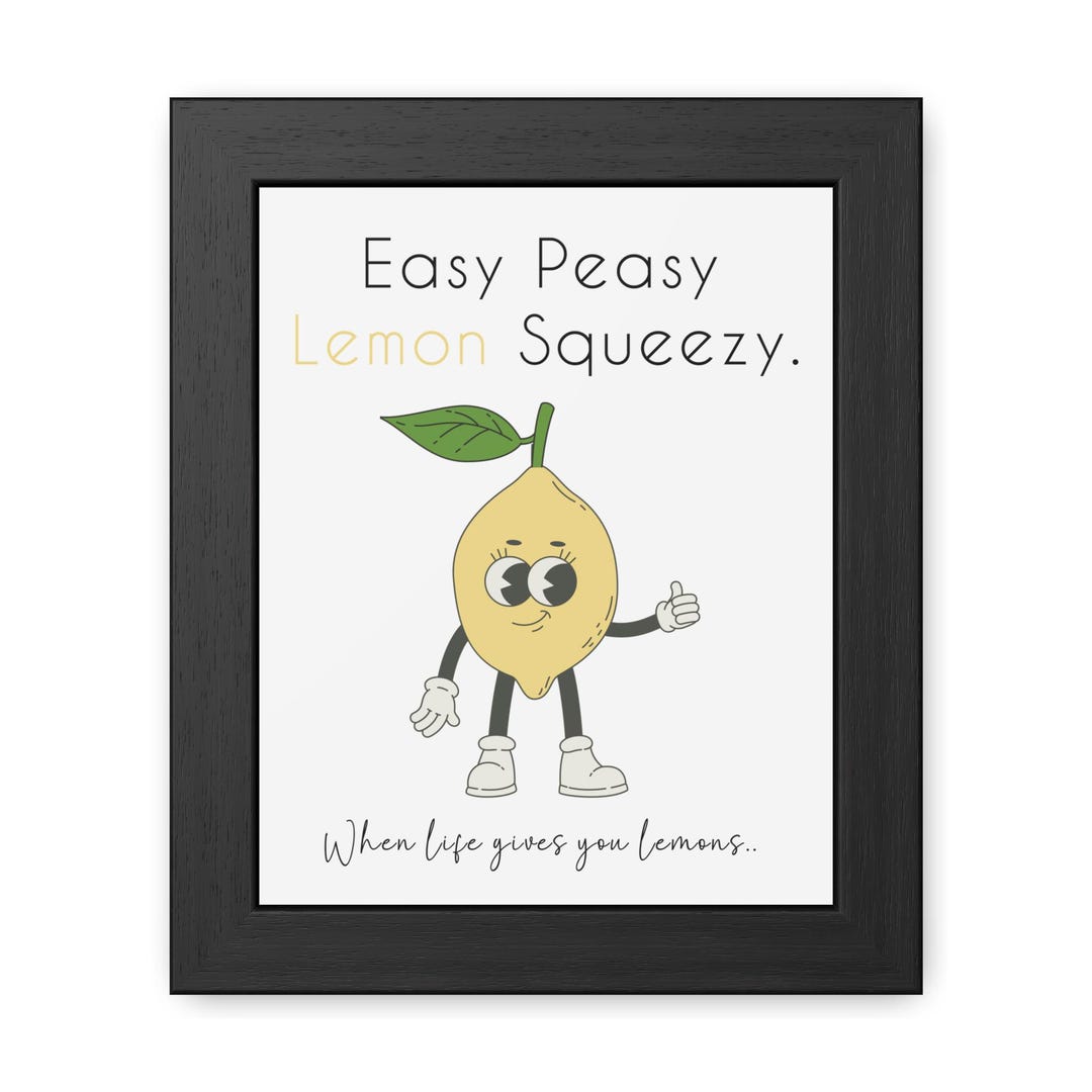 Retro Lemon Framed Poster: Easy Peasy Lemon Squeezy Art - Etsy