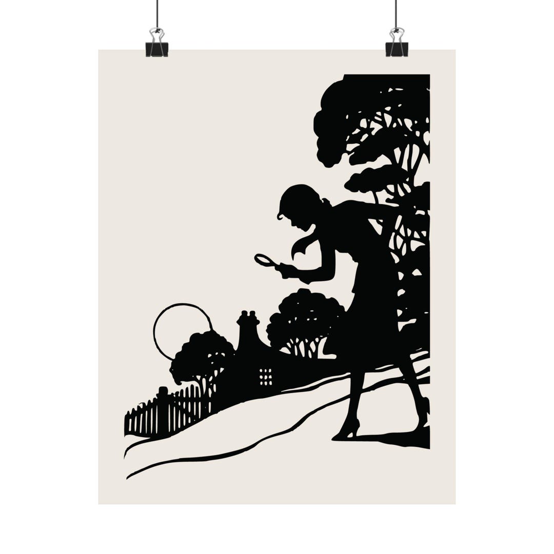Vintage Girl Sleuth Illustration: Retro Book Lover Art Print - Etsy