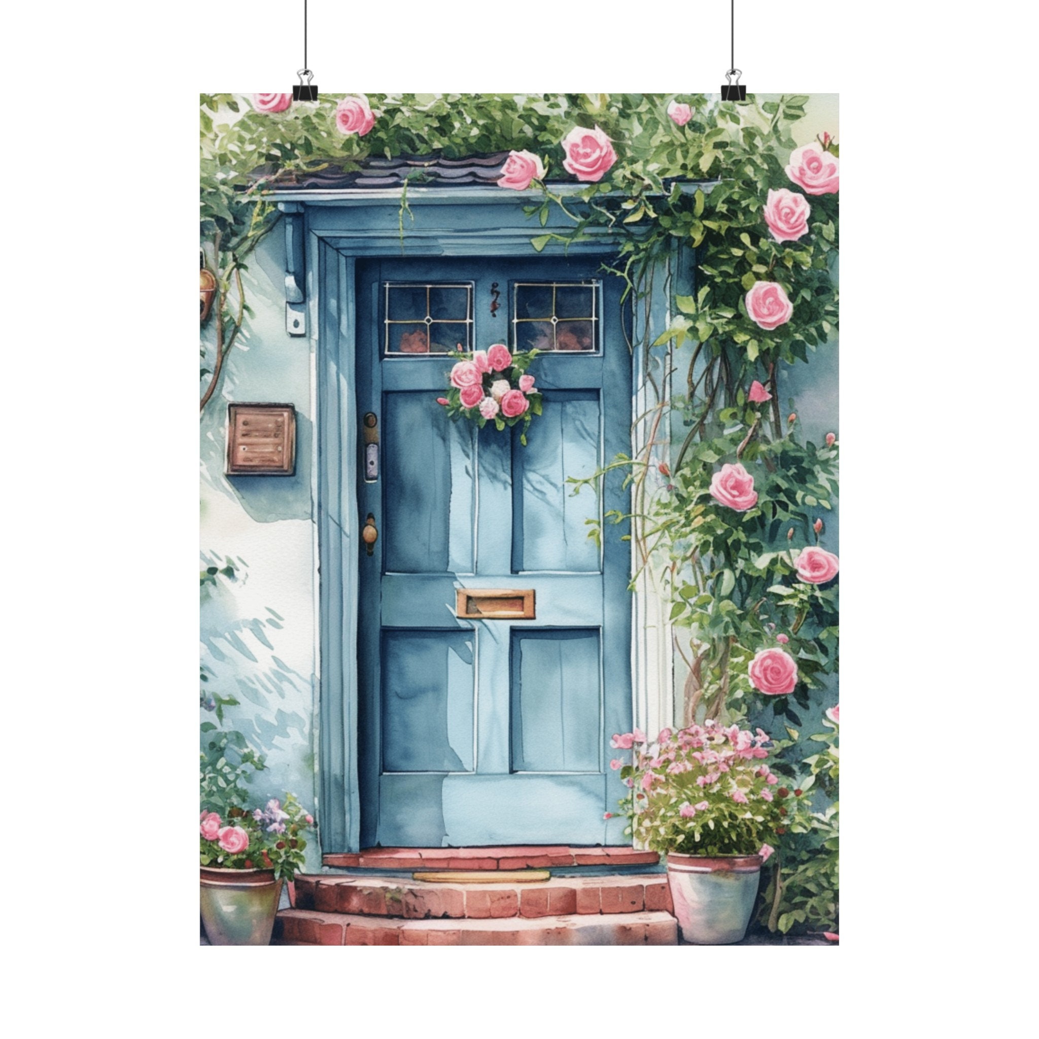 Blue Door Poster Cottagecore Home Decor English Cottage Door Wall Art ...