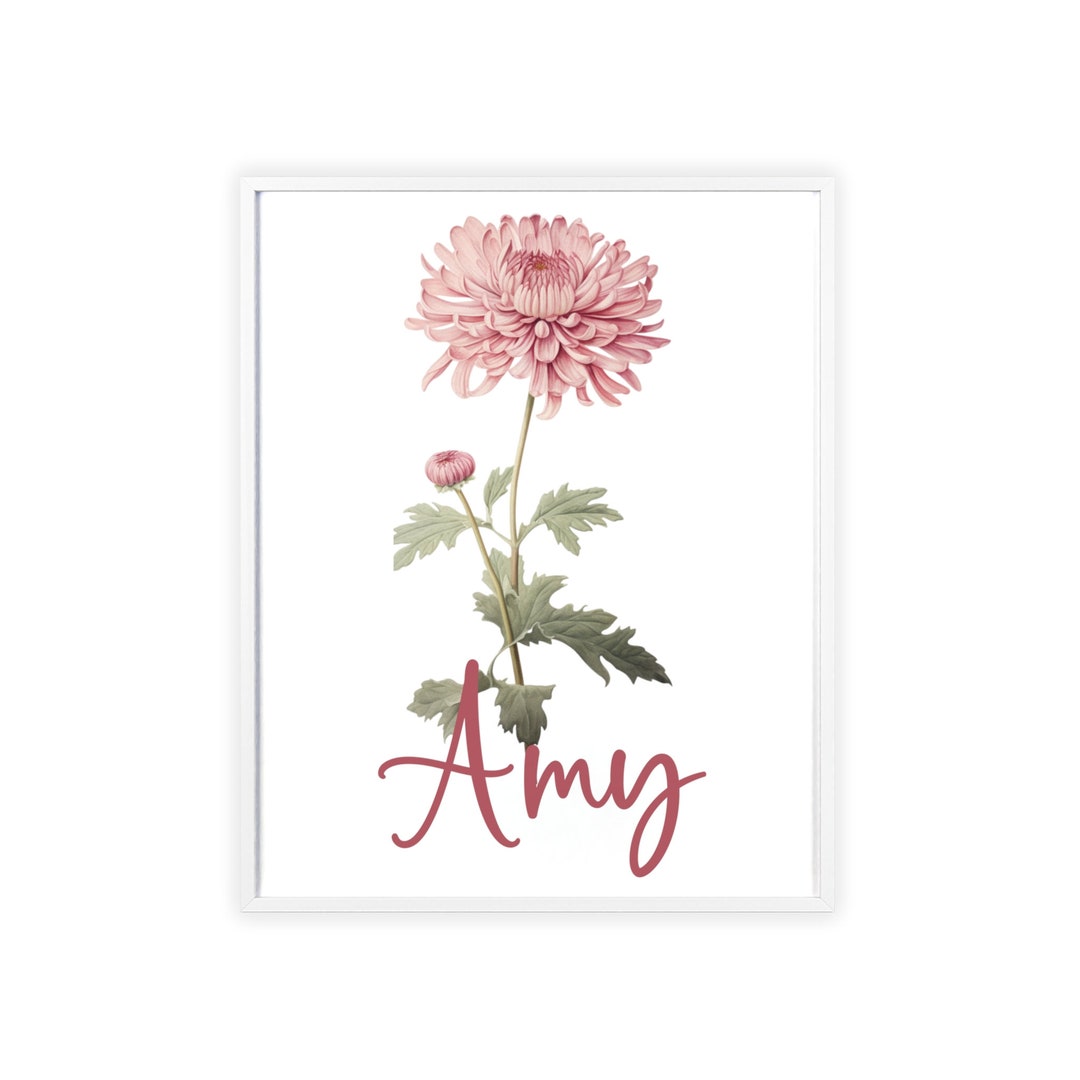 Personalized Birth Flower Poster: Custom Name Print, Wood Frame - Etsy