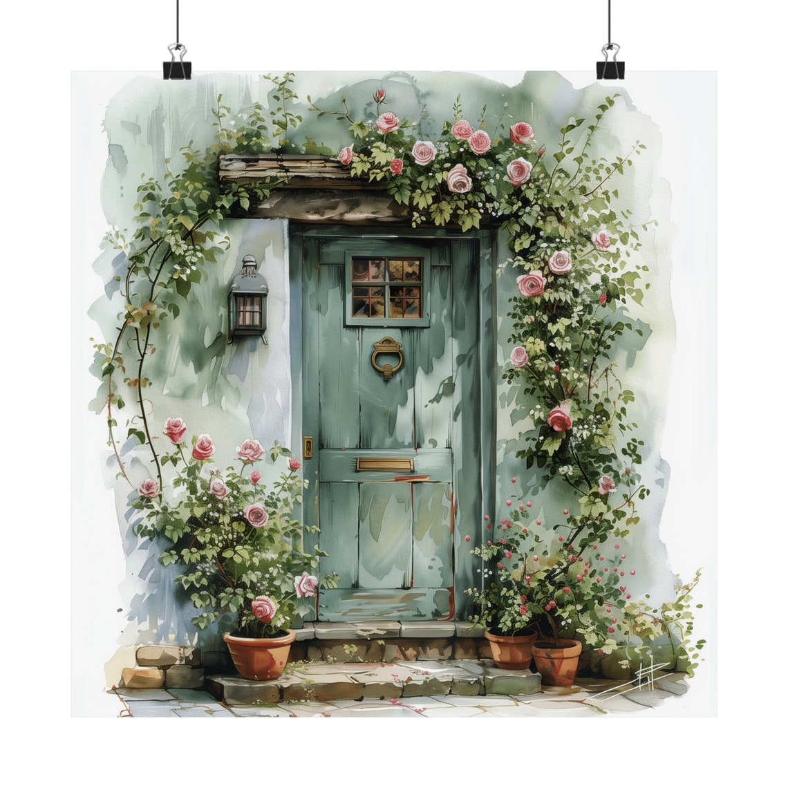 Cottagecore Moss Green Door Poster English Cottage Door Wall Art - Etsy
