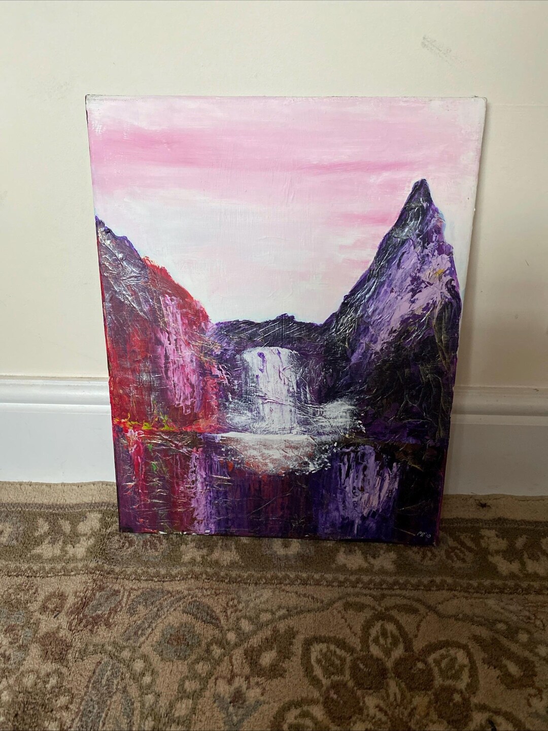 Vintage Original Pam Hamilton Misty Mountain Hop Mixed Media Acrylic ...