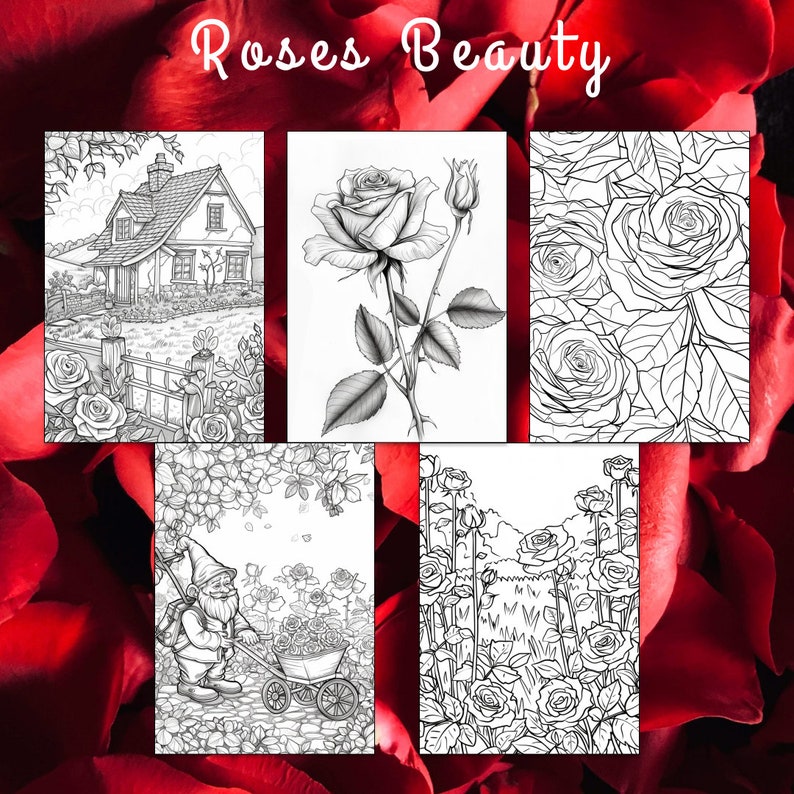 20 Rose Beauty Coloring Page, Flowers Coloring Book, Roses Coloring ...