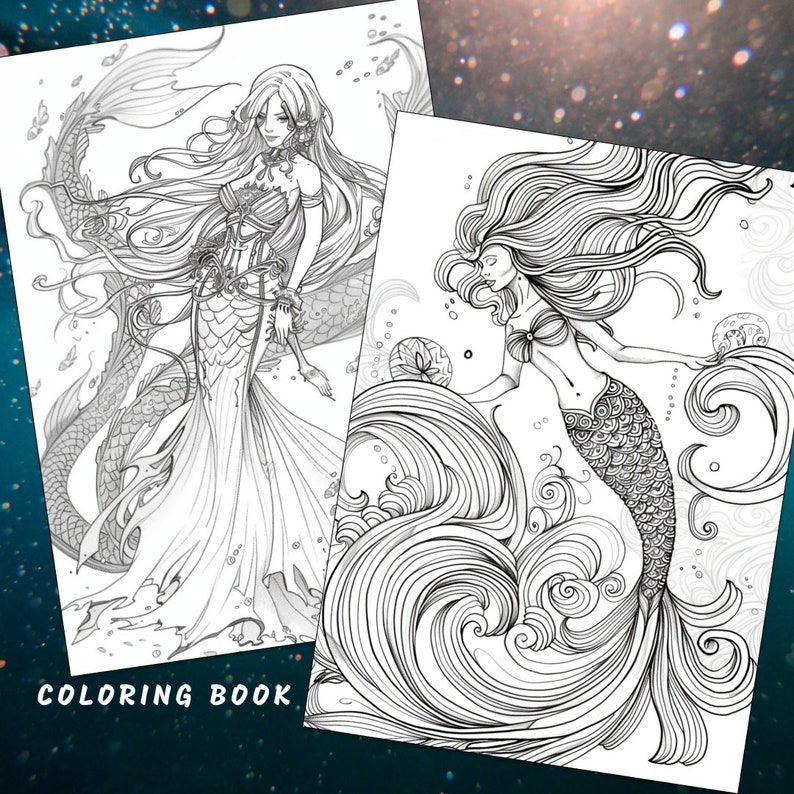 28 Mermaid Magic Coloring Page, Mermaid Coloring Book, Ocean Coloring ...