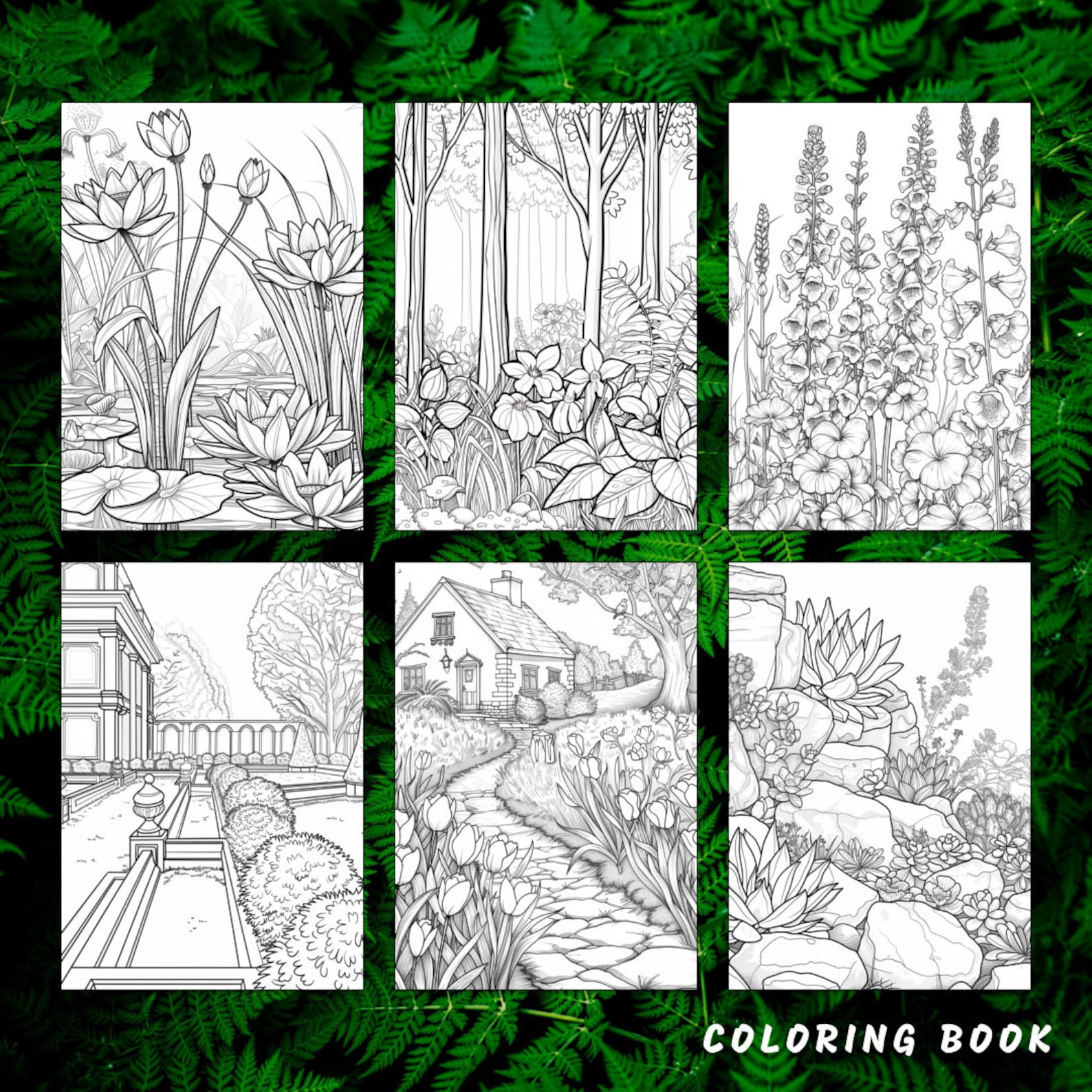 30 Spring Garden Coloring Page, Floral Garden Coloring Book, Flowers ...