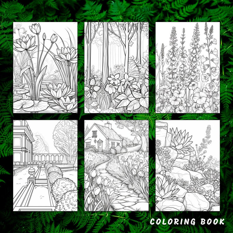 30 Spring Garden Coloring Page, Floral Garden Coloring Book, Flowers ...