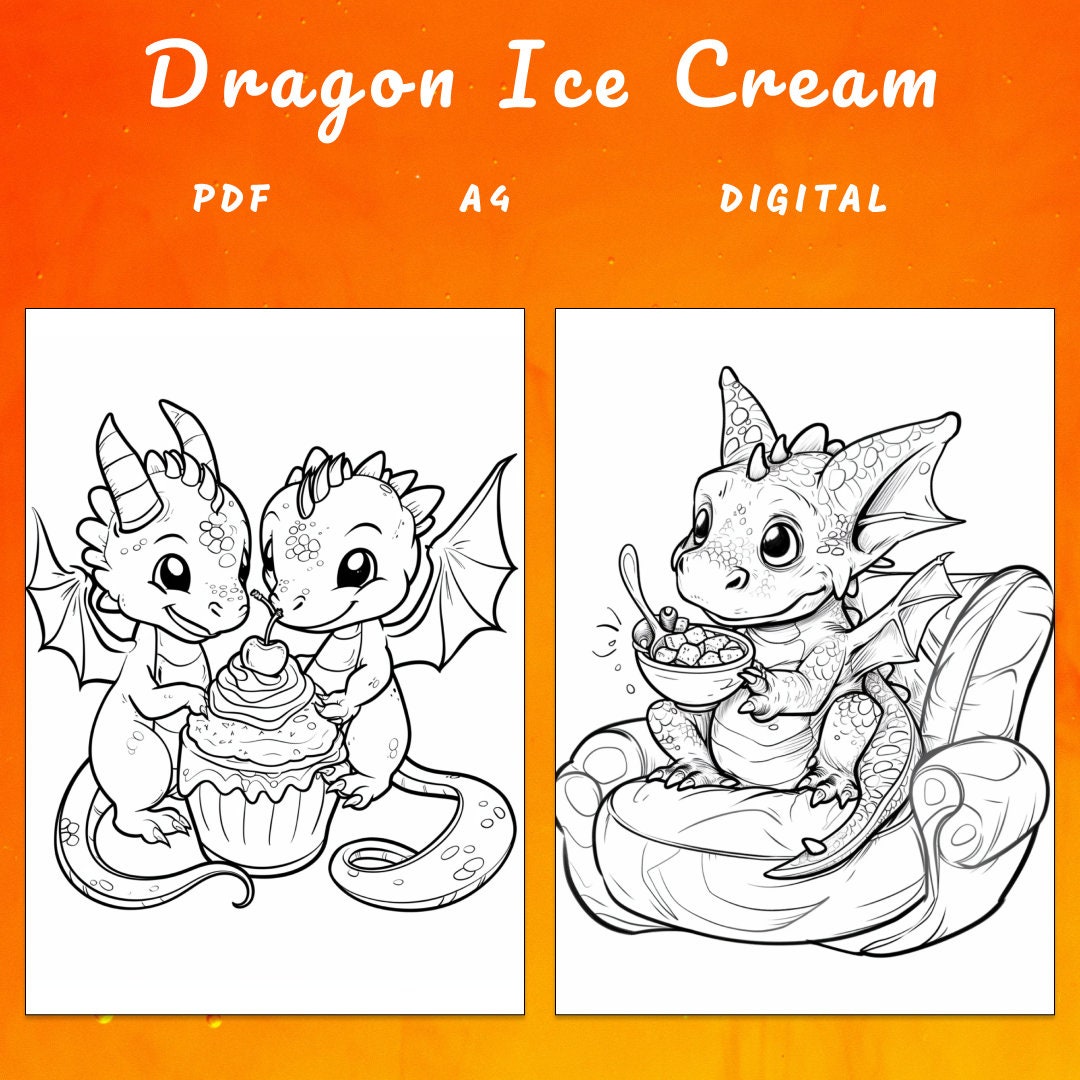 28 Dragon Ice Cream Coloring Page, Cute Dragon Coloring, Sweets ...