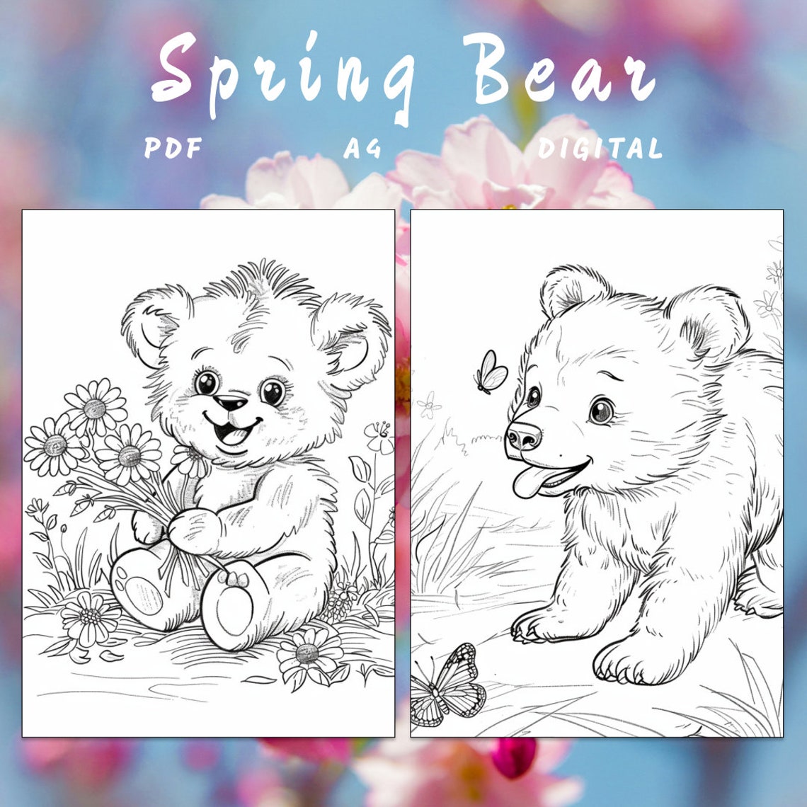 25 Spring Bear Coloring Page, Cute Bear Coloring Book, Bear Coloring ...
